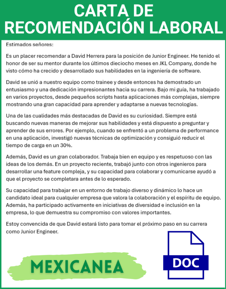 Carta de Recomendación Laboral | Modelos con Ejemplos | Word
