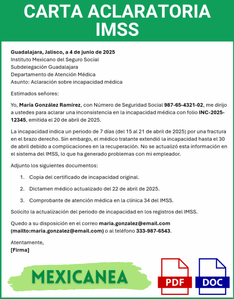 Cómo hacer una Carta Aclaratoria IMSS | Con Ejemplos Word y PDF